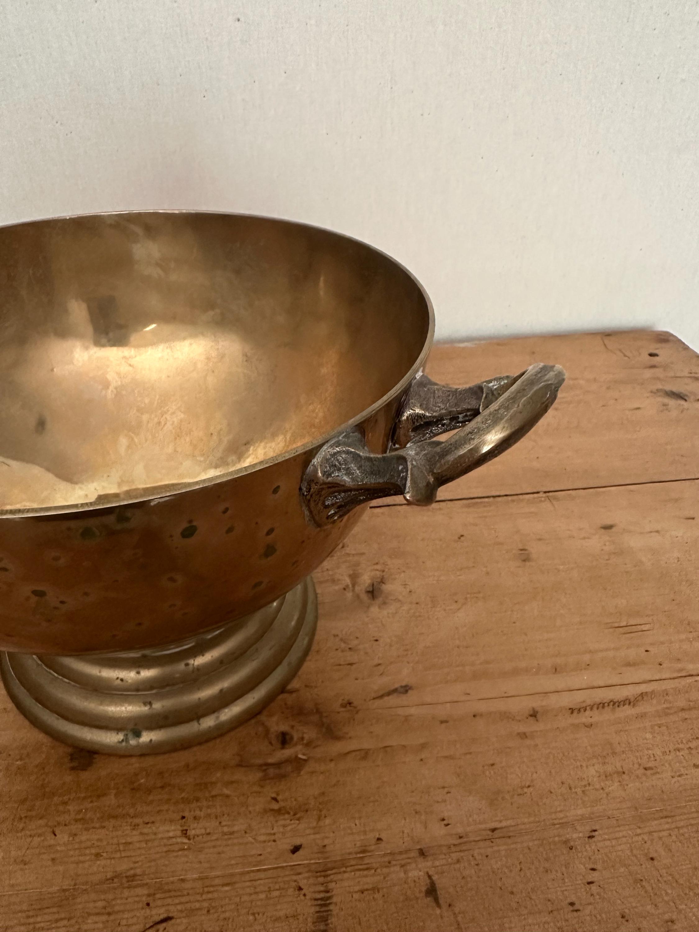 Vintage Solid Brass Double Handled Pedestal Bowl - Etsy