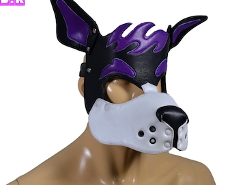 Leather Dog Mask Puppy Cosplay Pup Role Play With - Etsy