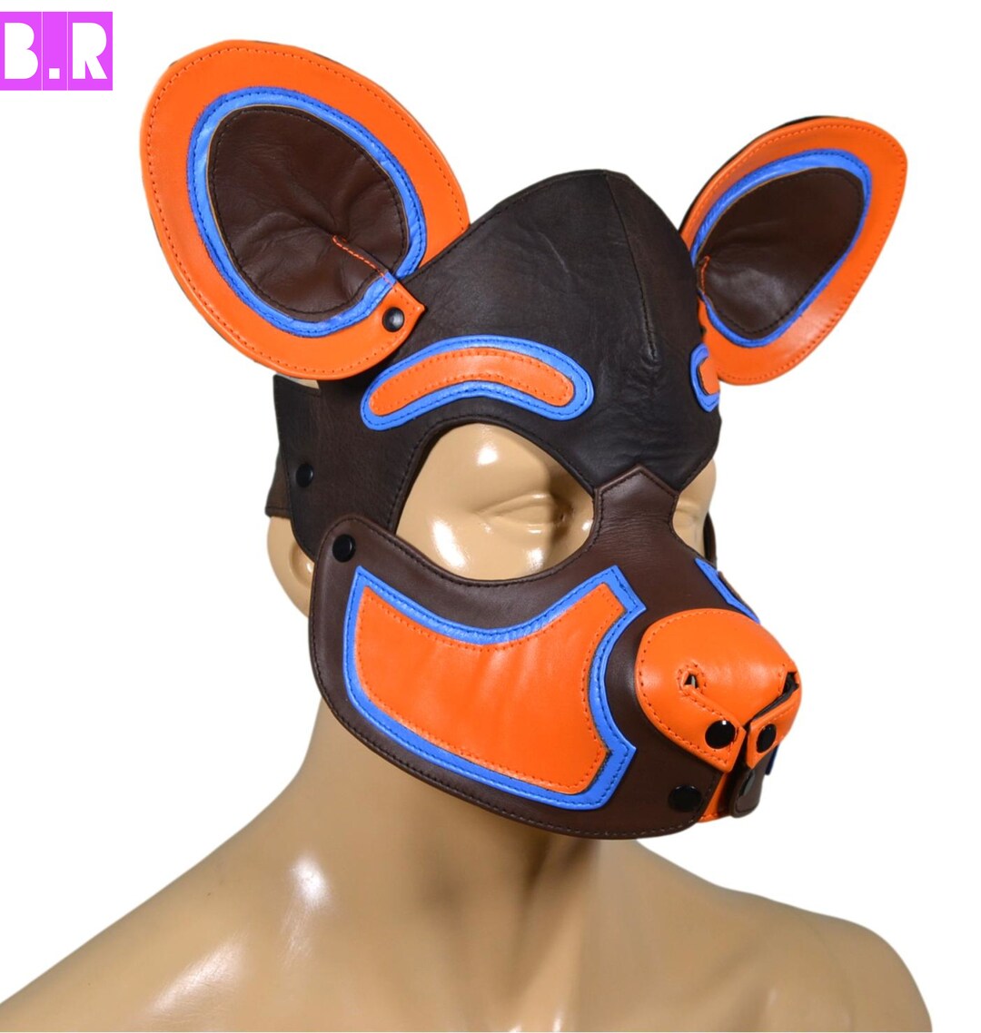 Leather Hyena Mask, Leather Dog Mask, Dog Hood, Pet Play Hood, Puppy ...