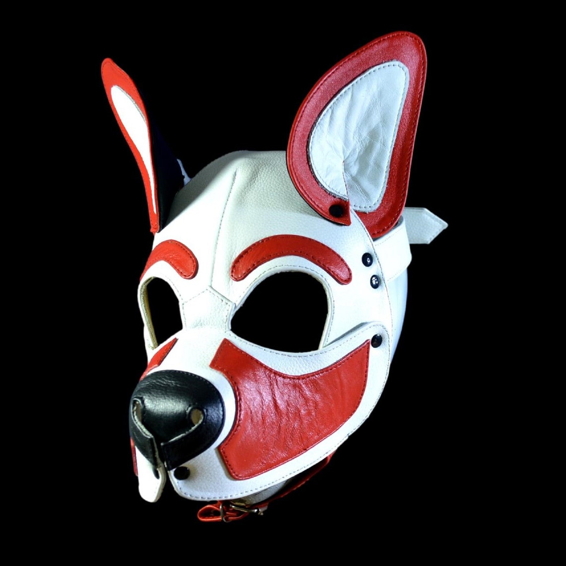 Leather Puppy Hood: White & Turquoise Pup Play Mask - Etsy
