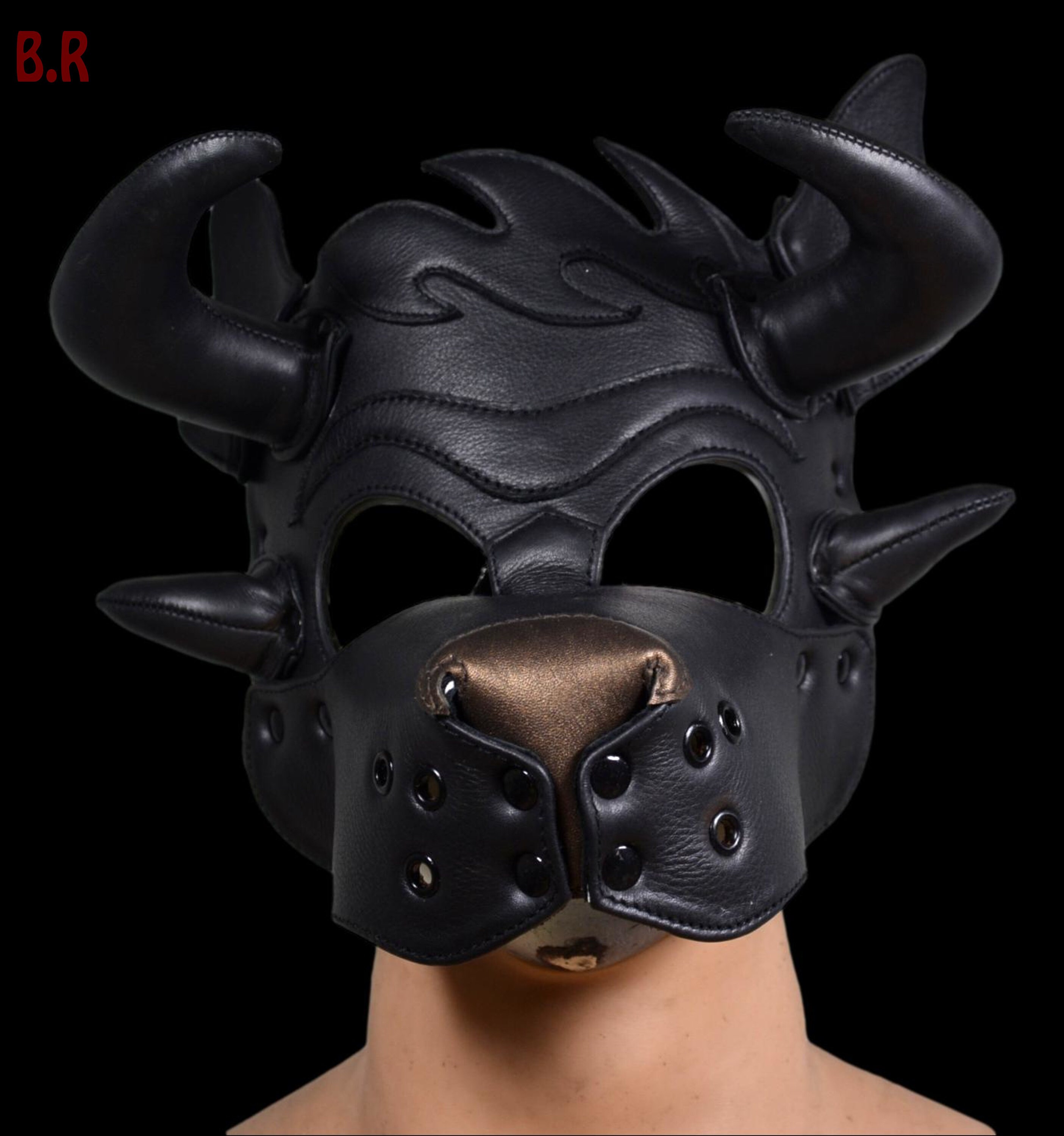 Puppy Hood Leather Handmade Dog Pup Mask With Horns - Etsy