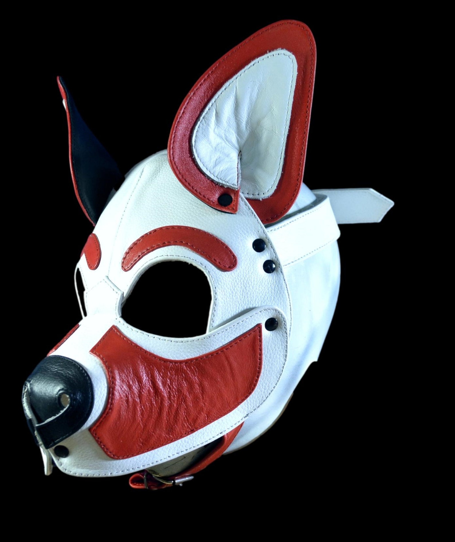 Leather Puppy Hood: White & Turquoise Pup Play Mask - Etsy