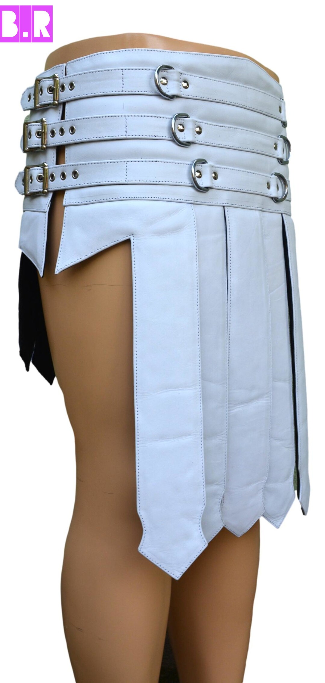 Men Genuine White Leather Roman Gladiator Kilt Heavy Duty Costume - Etsy