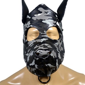 Genuine Camouflage Leather Handmade Dog Pup Mask Puppy Play Cosplay Pup ...