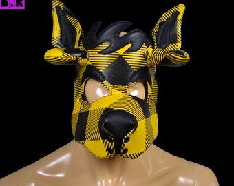 Puppy Hood Leather Handmade Dog Pup Mask With Red Horns - Etsy