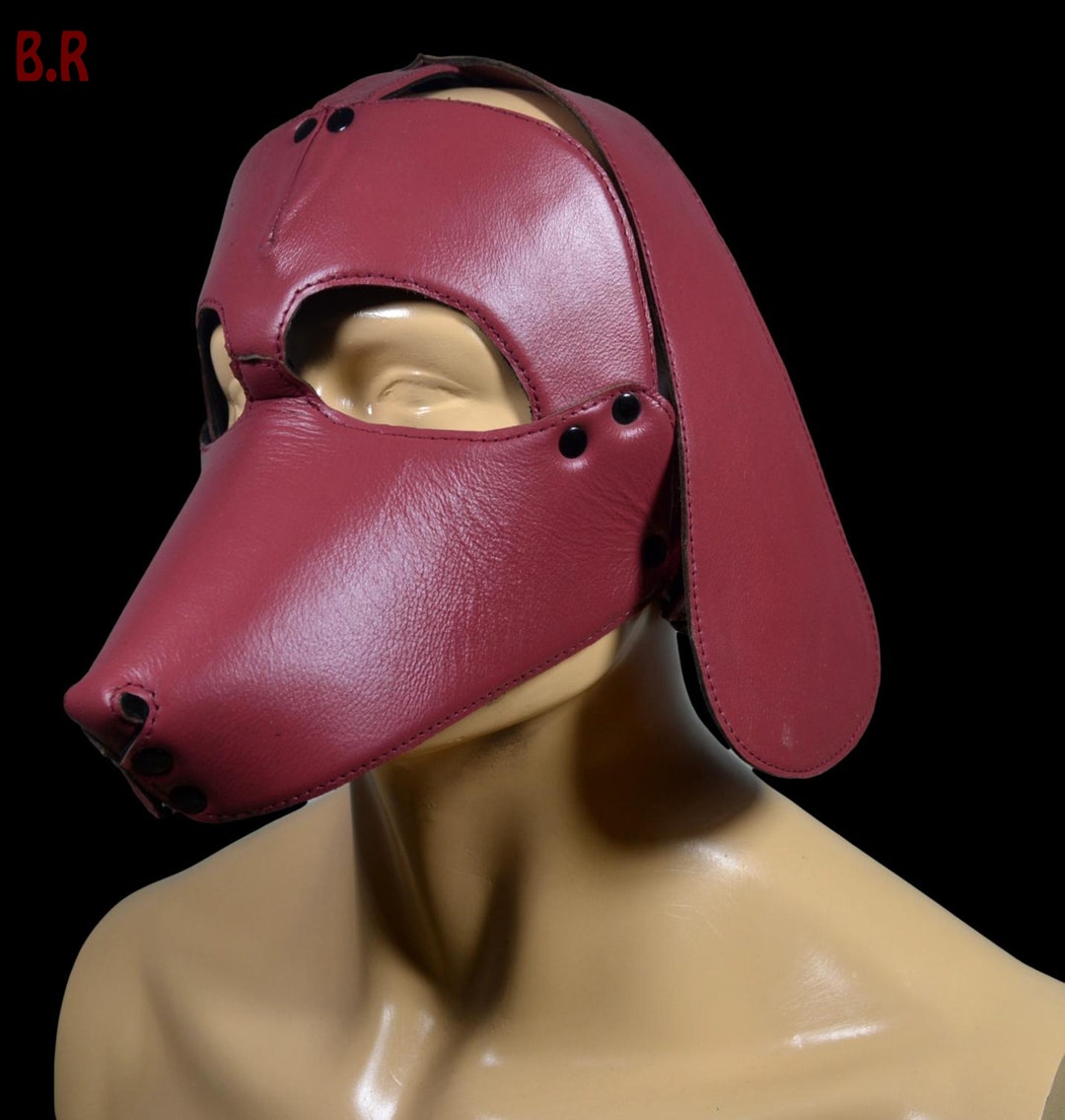 Black Leather Poodle Pup Play Hood - Etsy