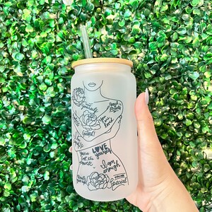 Mental Health Glass Cup, Self Love Gift for Her, Daily Affirmations Cup ...