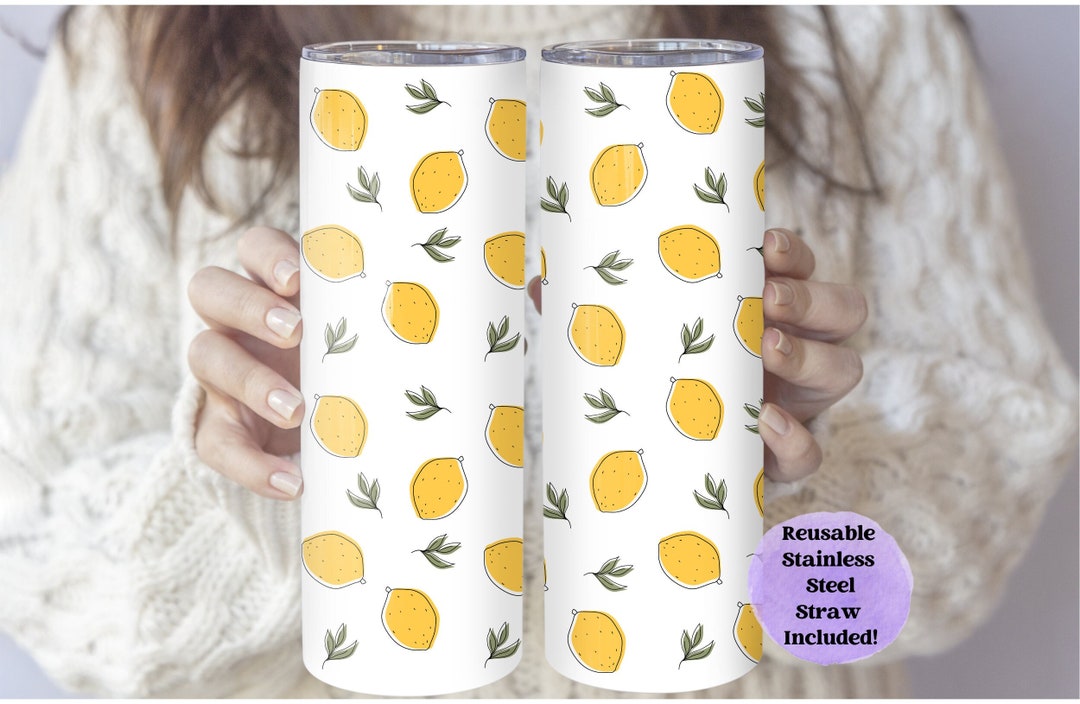 Lemon Fruit Tumbler, Fresh Lemon Squeeze Travel Stainless Steel Cup ...