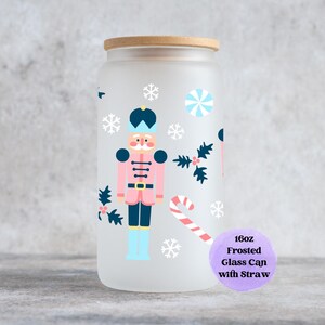 Nutcracker Glass Cup With Lid and Straw, Holiday Iced Coffee Gift, Cute ...