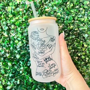 Mental Health Glass Cup, Self Love Gift for Her, Daily Affirmations Cup ...