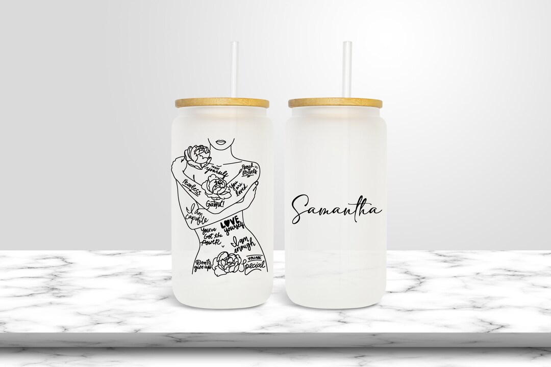 Customizable Mental Health Glass, Self Love Personalized Gift, Daily ...