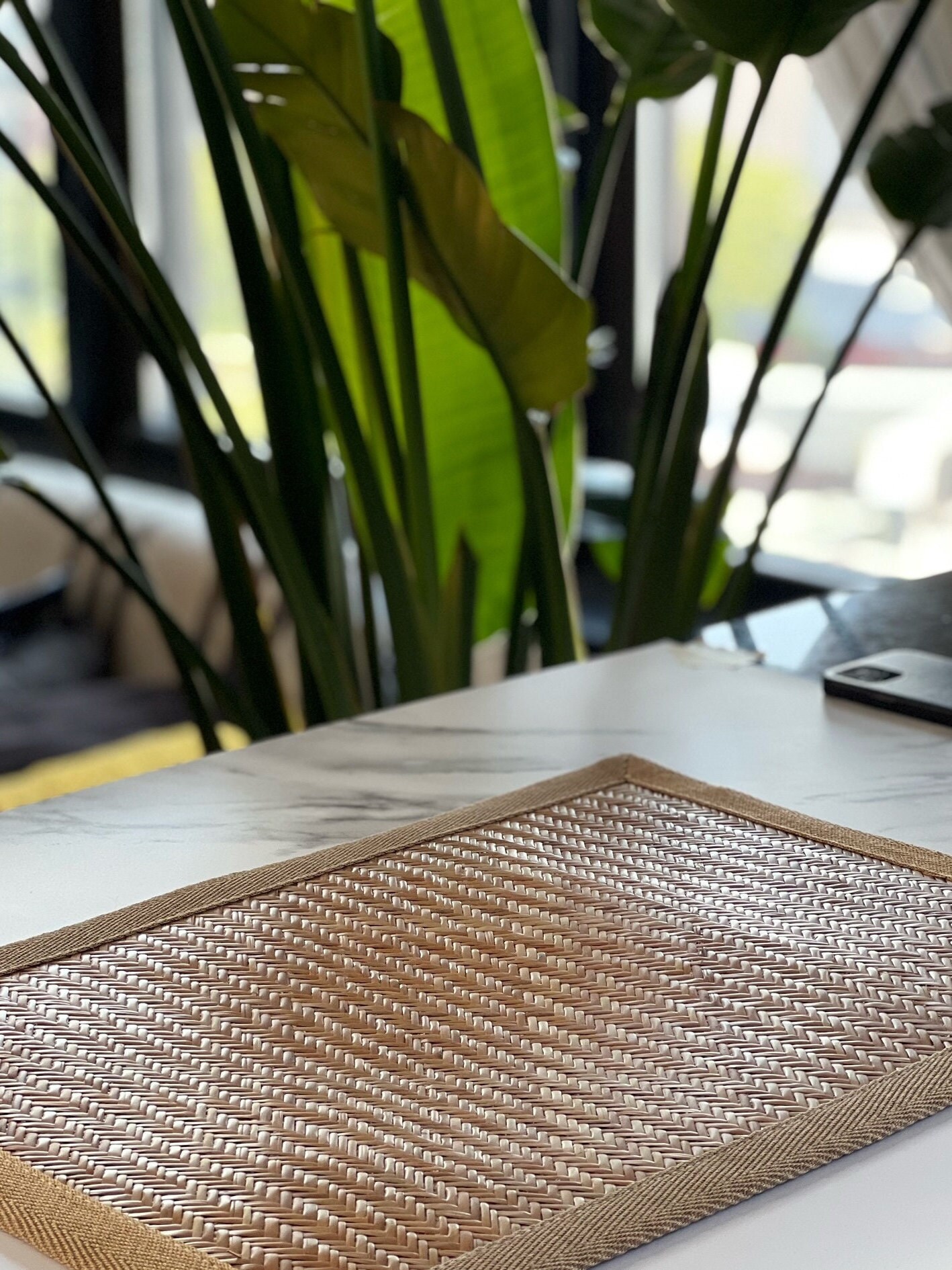 Rectangular Handwoven Placemats Handmade Vintage Large Natural Tablemat ...