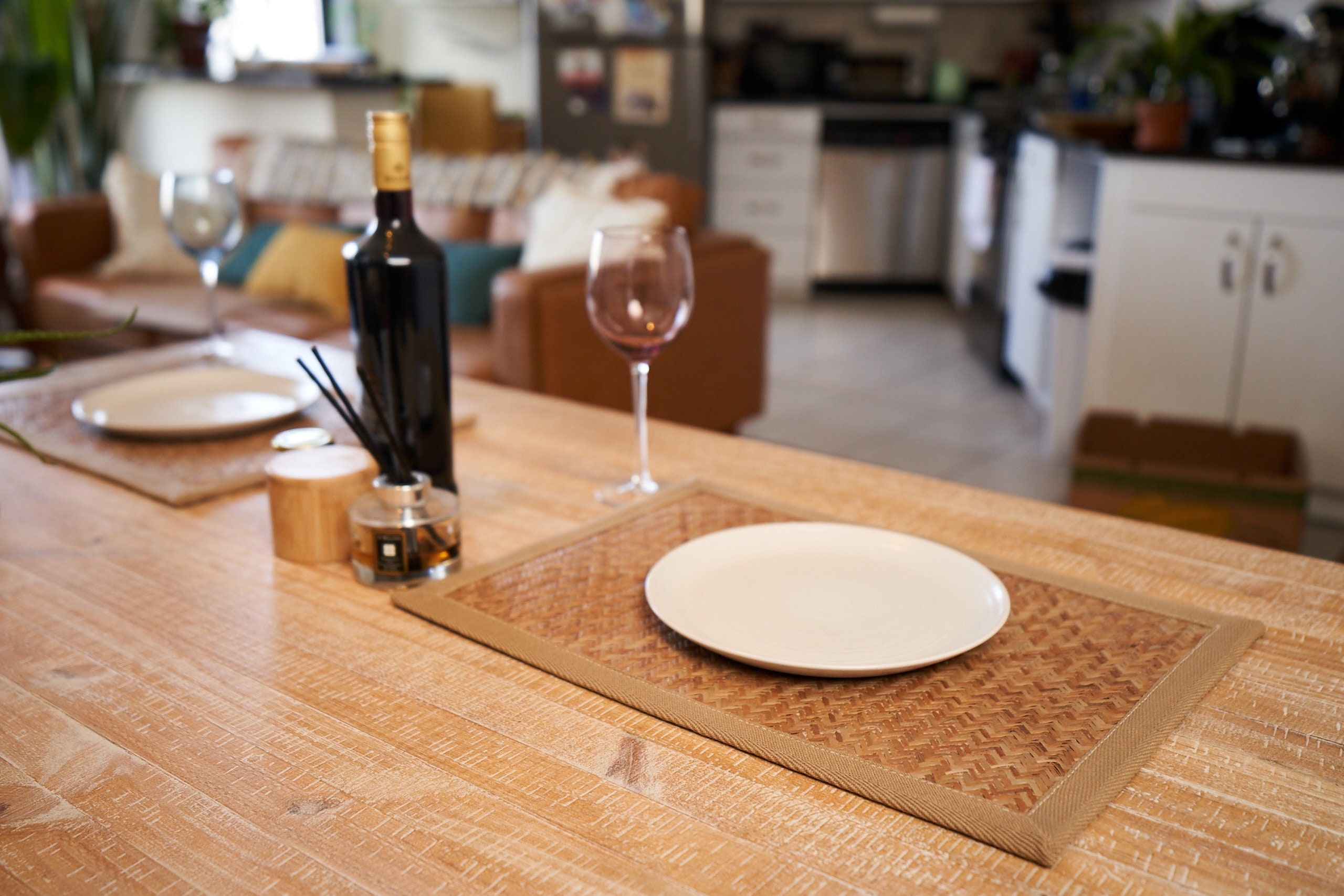 Rectangular Handwoven Placemats Handmade Vintage Large Natural Tablemat ...