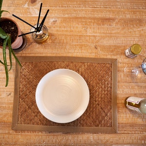 Rectangular Handwoven Placemats Handmade Vintage Large Natural Tablemat ...