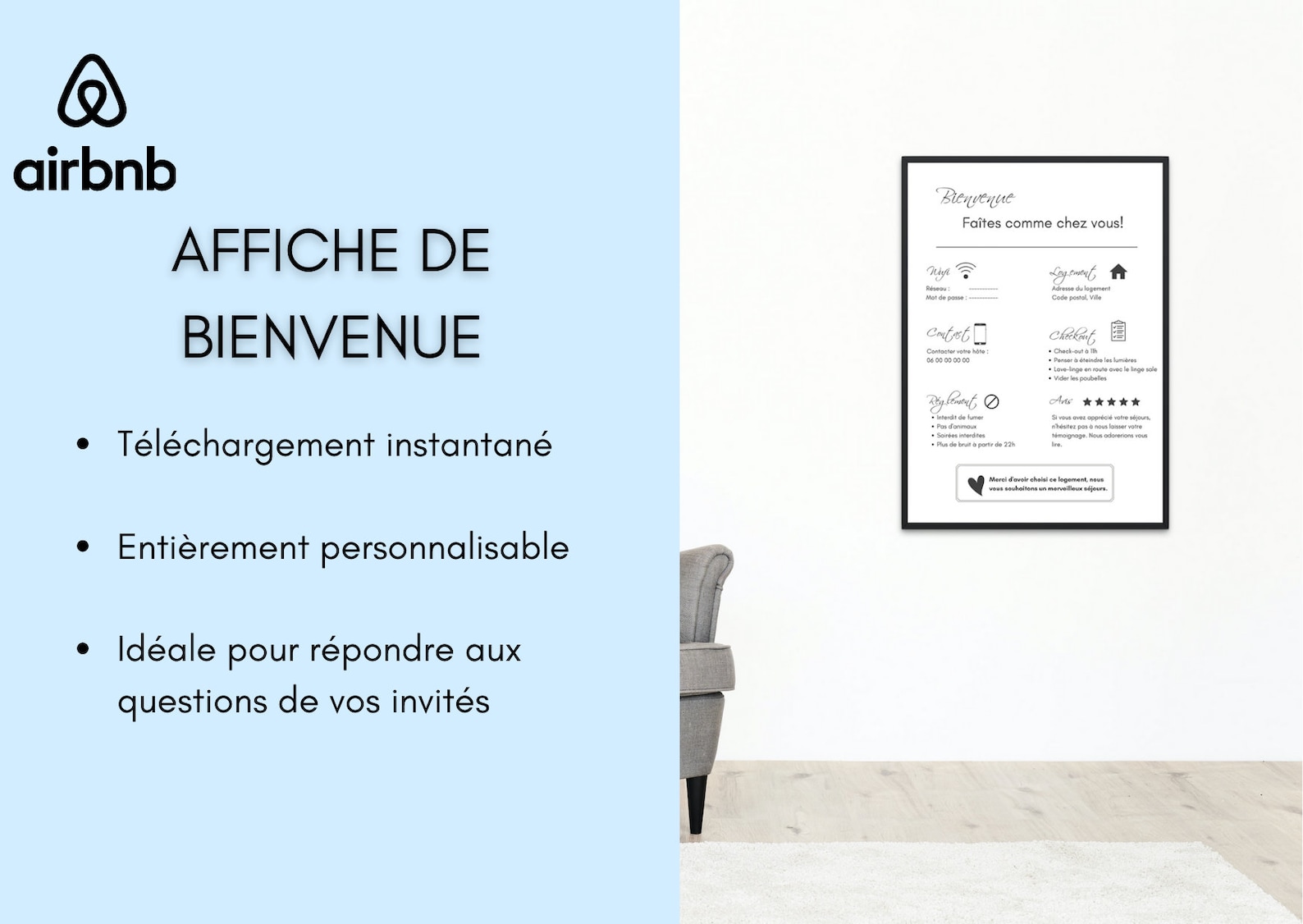 Modèle Livret d'accueil airbnb français, Livre de Bienvenue français ...