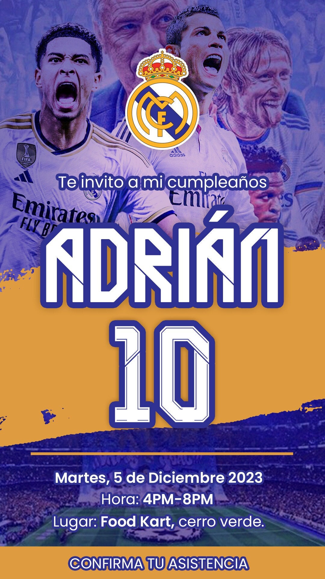 Invitación De Cumpleaños Real Madrid Cristiano Ronaldo - Etsy
