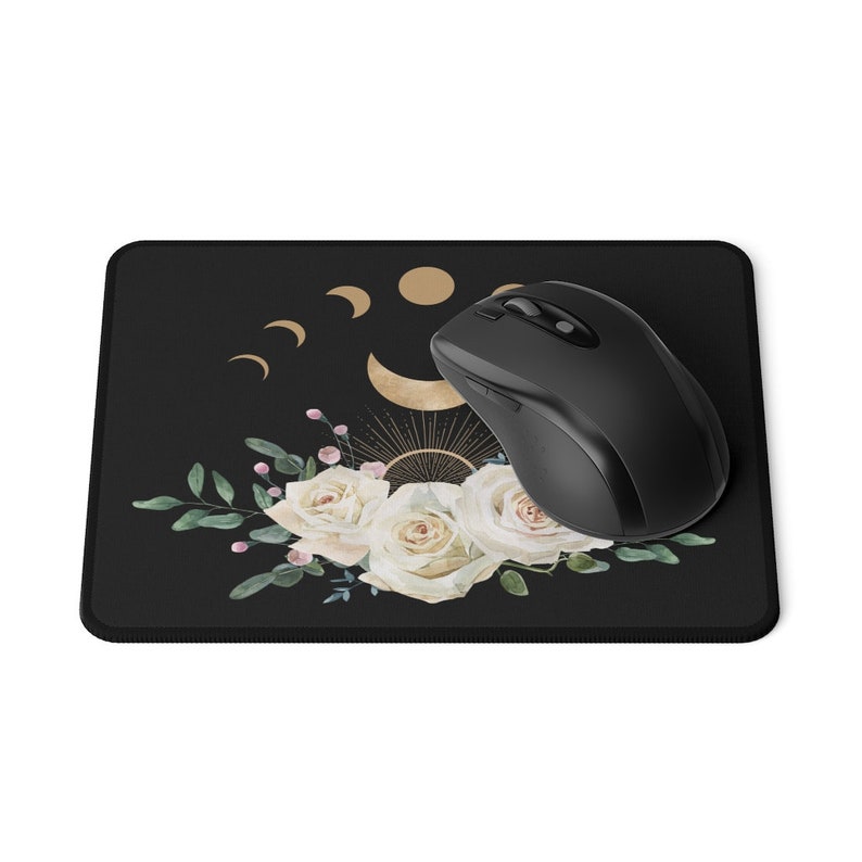 Black Roses Moon Phases Goth Non-slip Mouse Pads, Gift for Her, Black ...