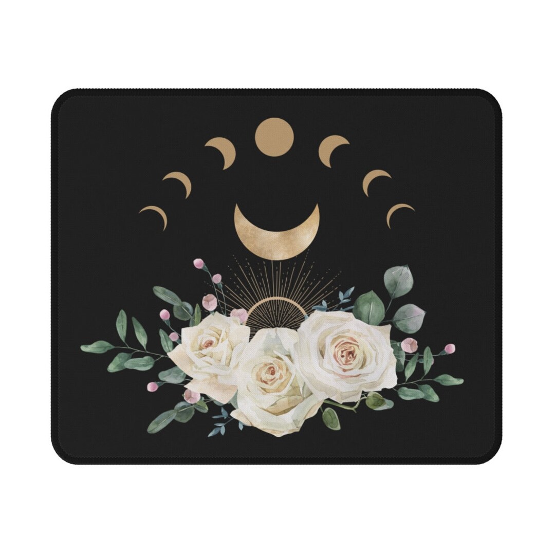 Black Roses Moon Phases Goth Non-slip Mouse Pads, Gift for Her, Black ...