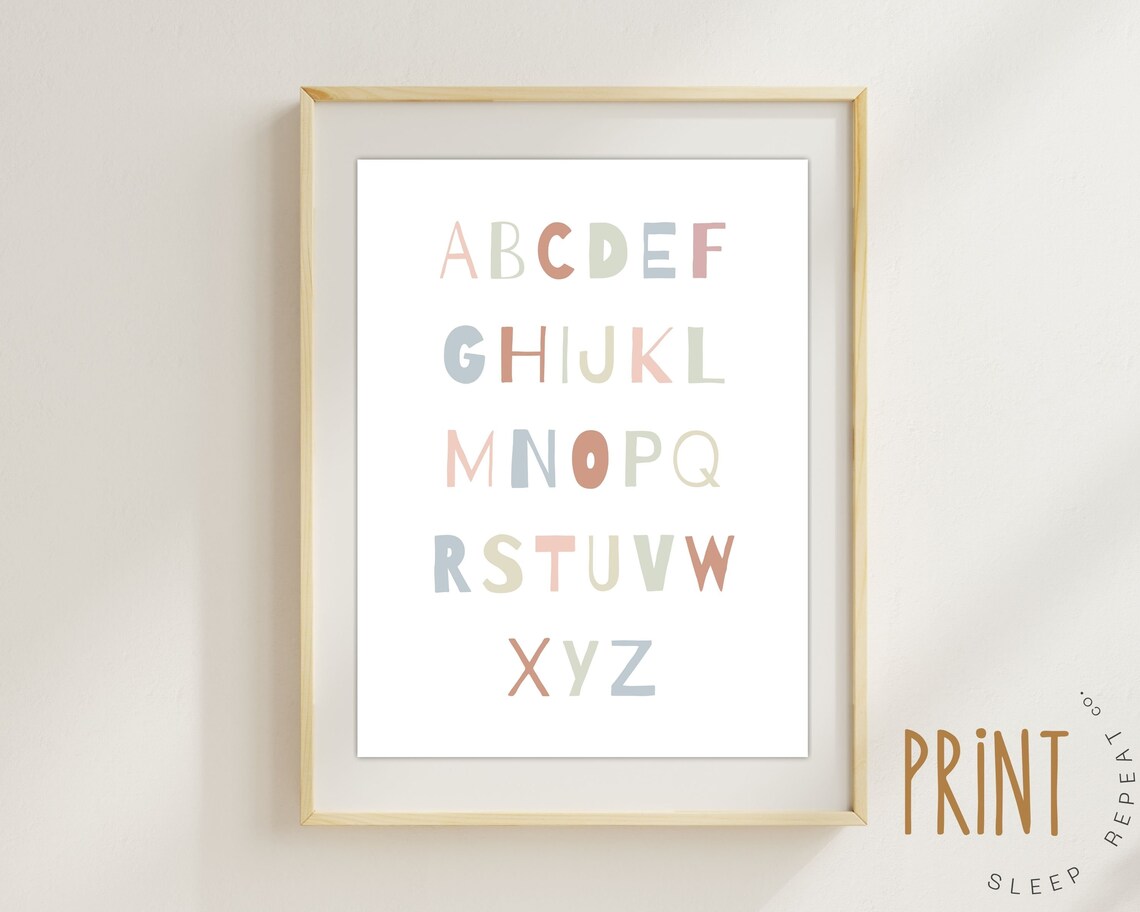 Nursery Prints Scandi Style Alphabet Nursery Wall Art Scandi Print Kids ...