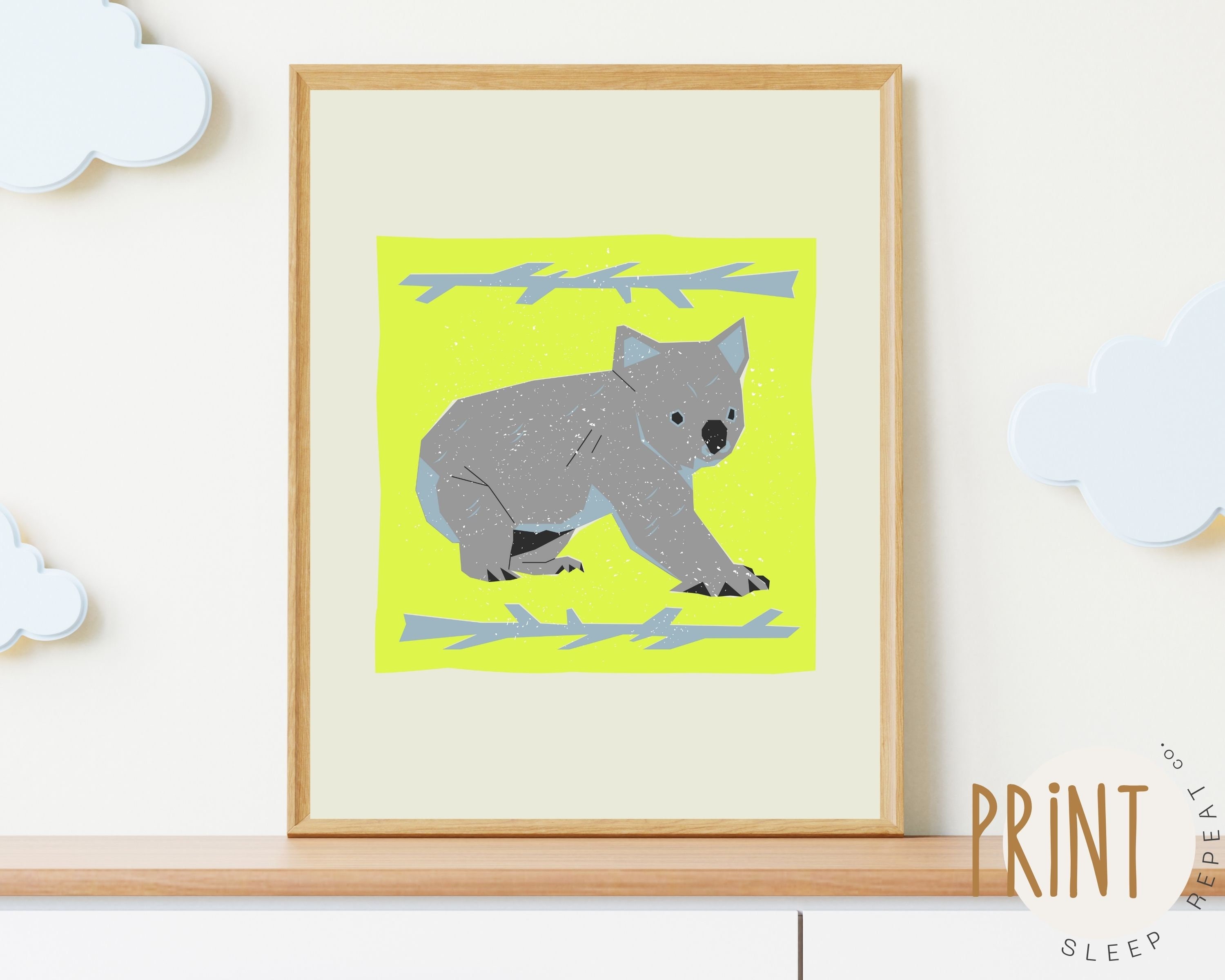 Minimal Abstract Koala Print Neon Theme Wildlife Theme Poster Kids ...