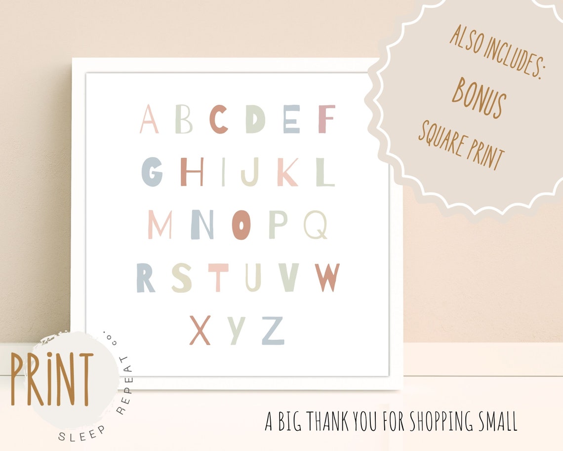 Nursery Prints Scandi Style Alphabet Nursery Wall Art Scandi Print Kids ...