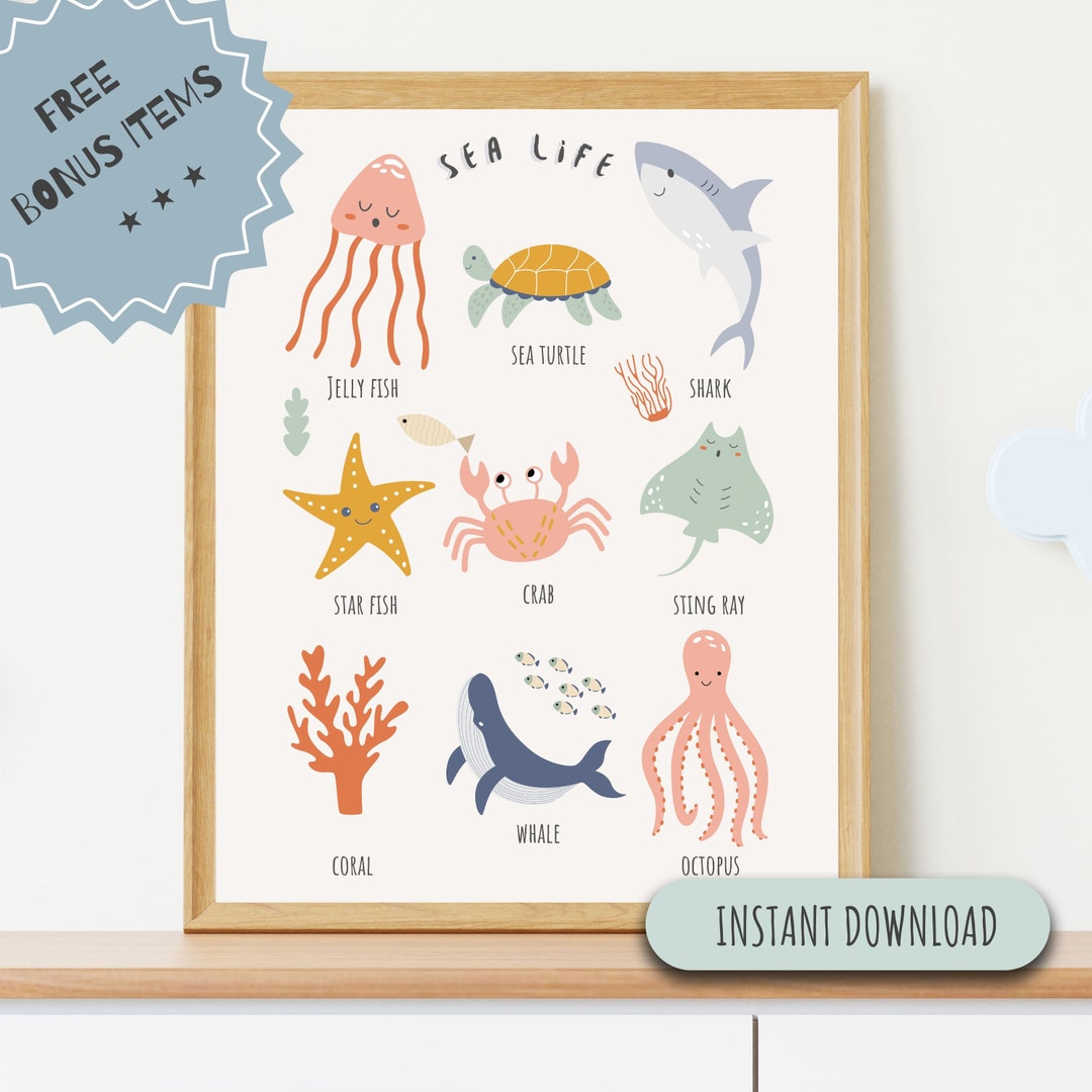 Under the Sea Sea Life Instant Download Poster Ocean Nursery Print ...