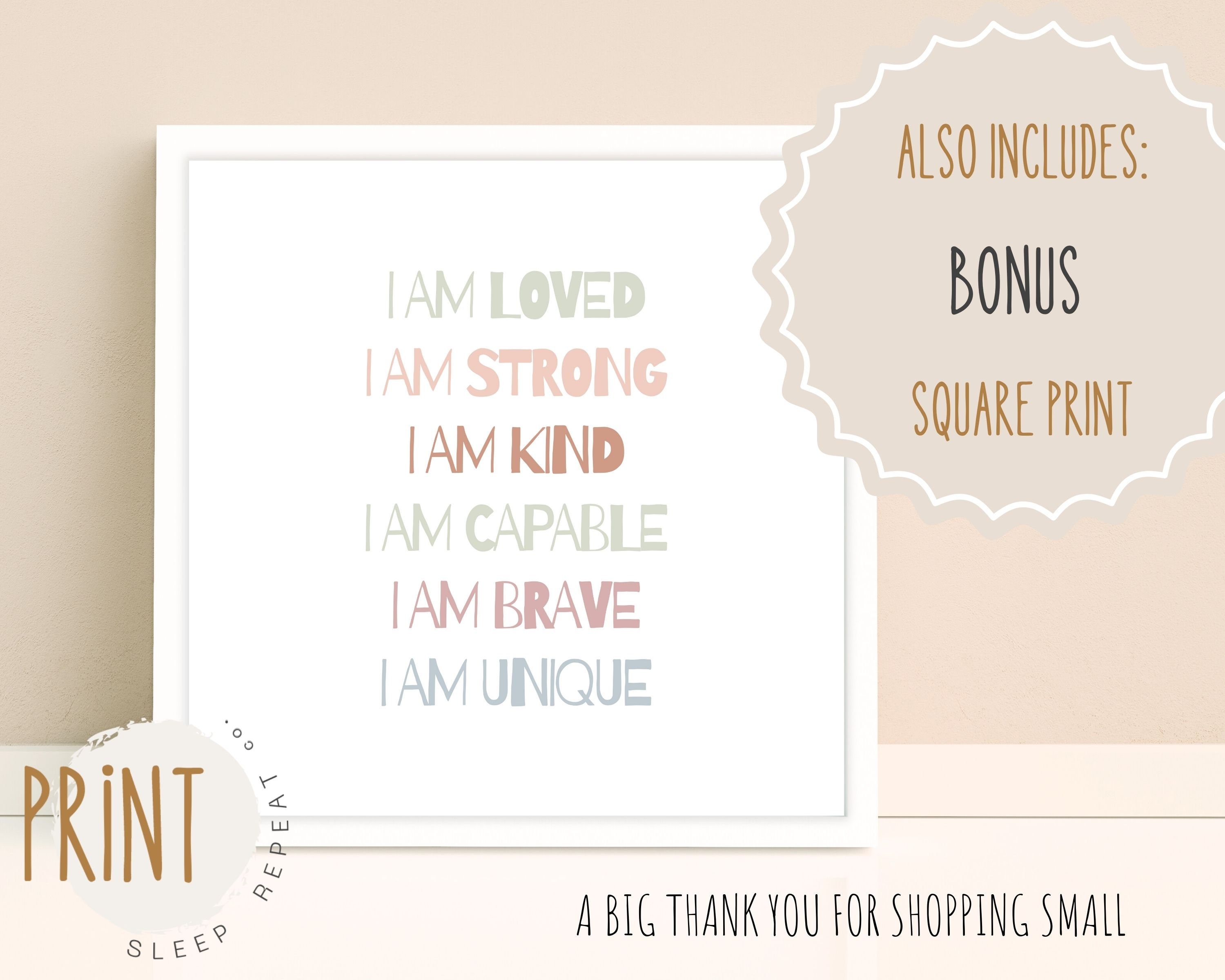 Positive Affirmation Printable I Am Kids Poster Instant Download I Am ...
