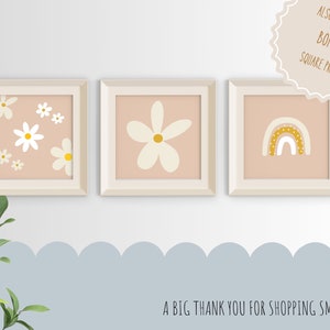 Daisy Wall Art Daisies Poster Set of 3 Poster Boho Nursery Decor Blush ...