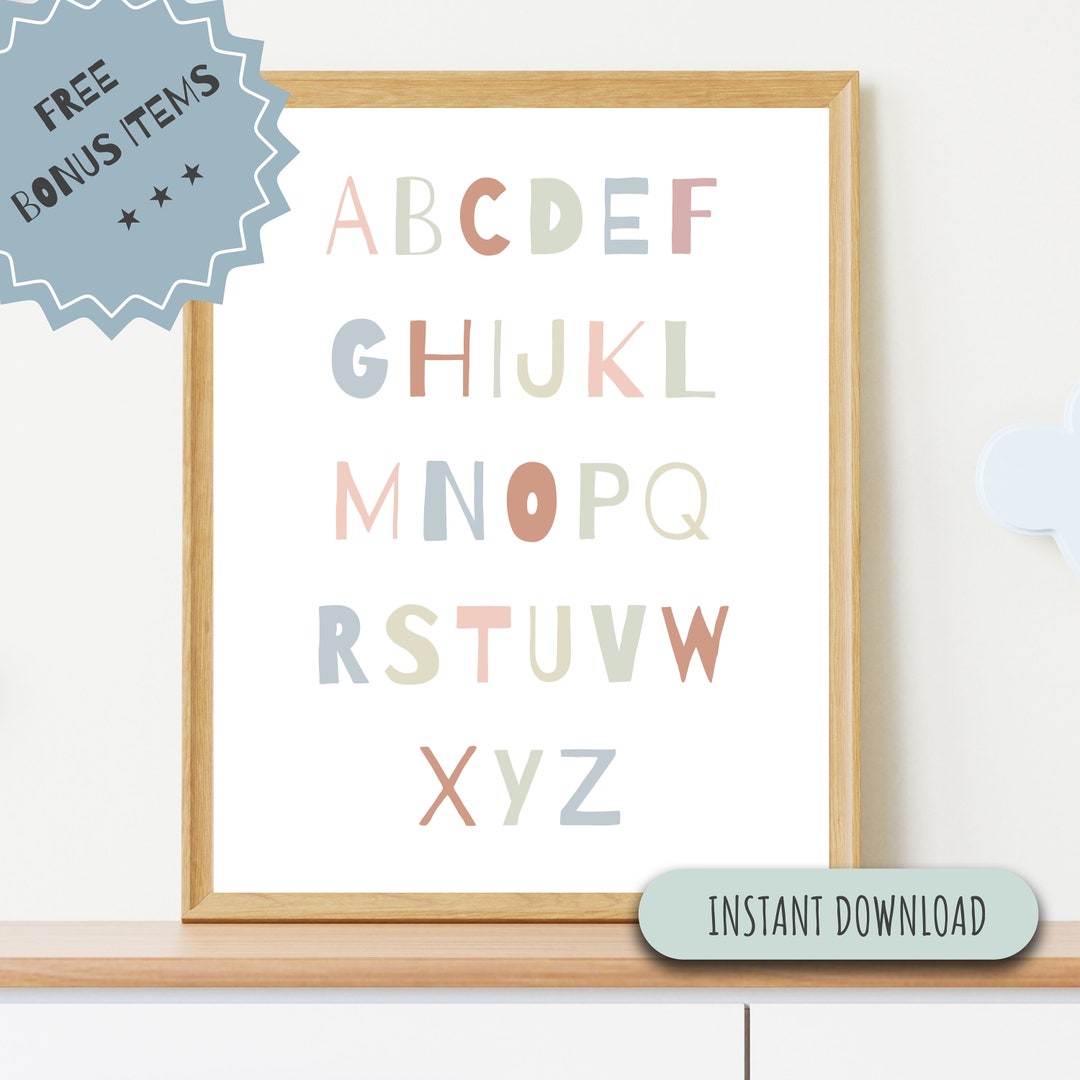 Nursery Prints Scandi Style Alphabet Nursery Wall Art Scandi Print Kids ...