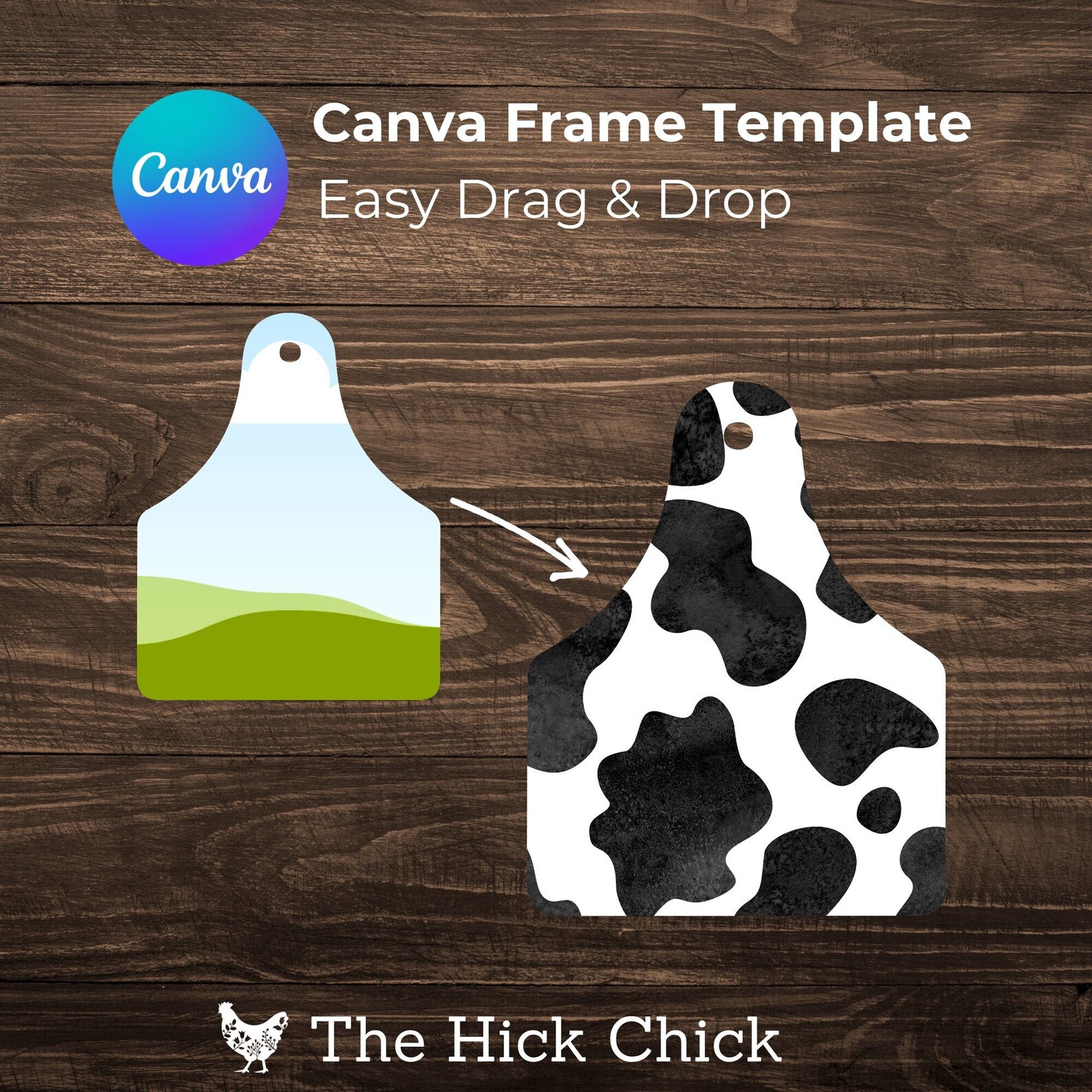 Canva Frame Template Editable Cow Tag Template Canva - Etsy