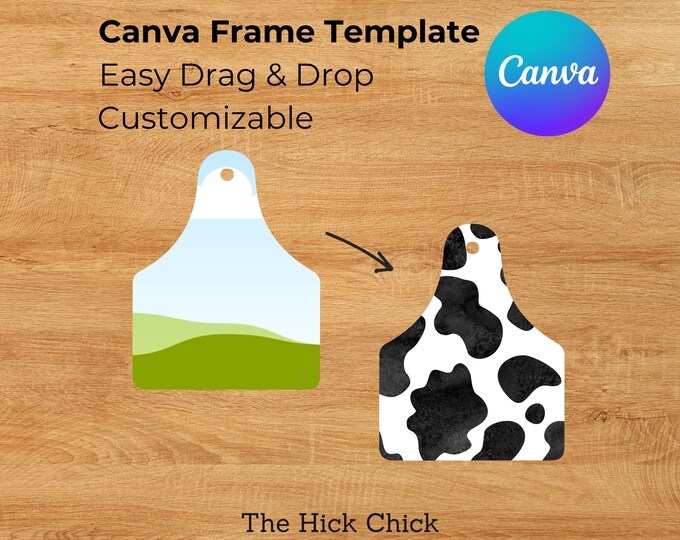 Canva Frame Template, Editable Cow Tag Template, Canva Template, Custom ...