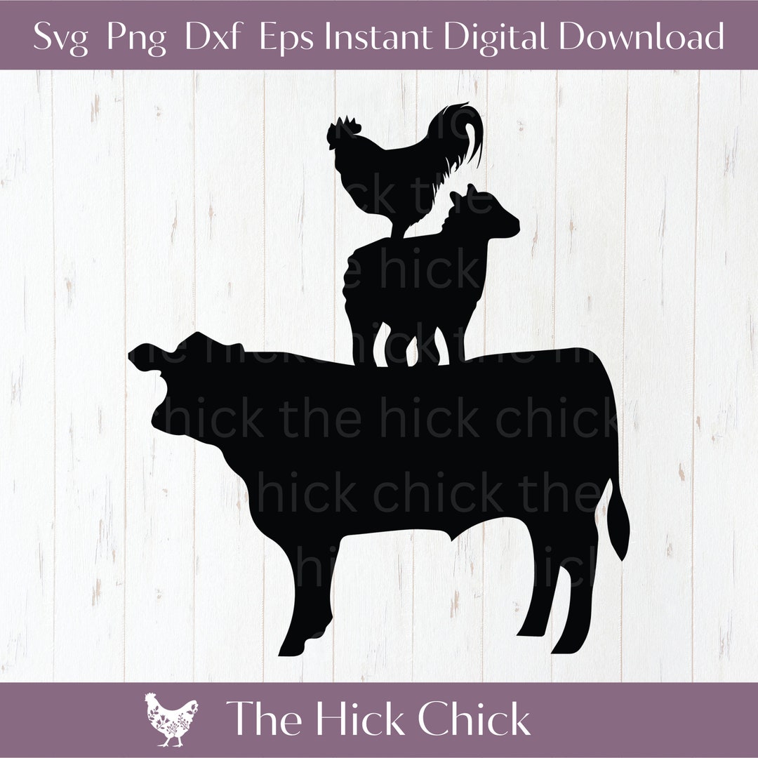 Stacked Animals Svg - Farm Animal Svg - Goat Png - Cow Svg - Rooster ...