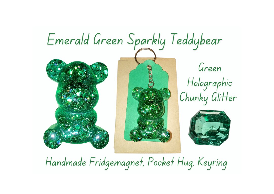 Emerald Green Sparkly Glitter Teddy Bear Available as Keyring ...