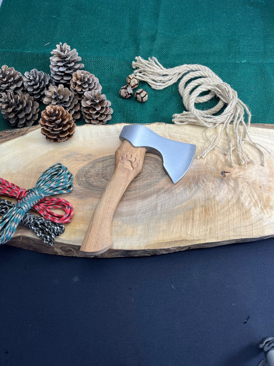 Hand Forged Paw Print Axe, Camping Gear, Bushcraft Gear, Camping Axe ...