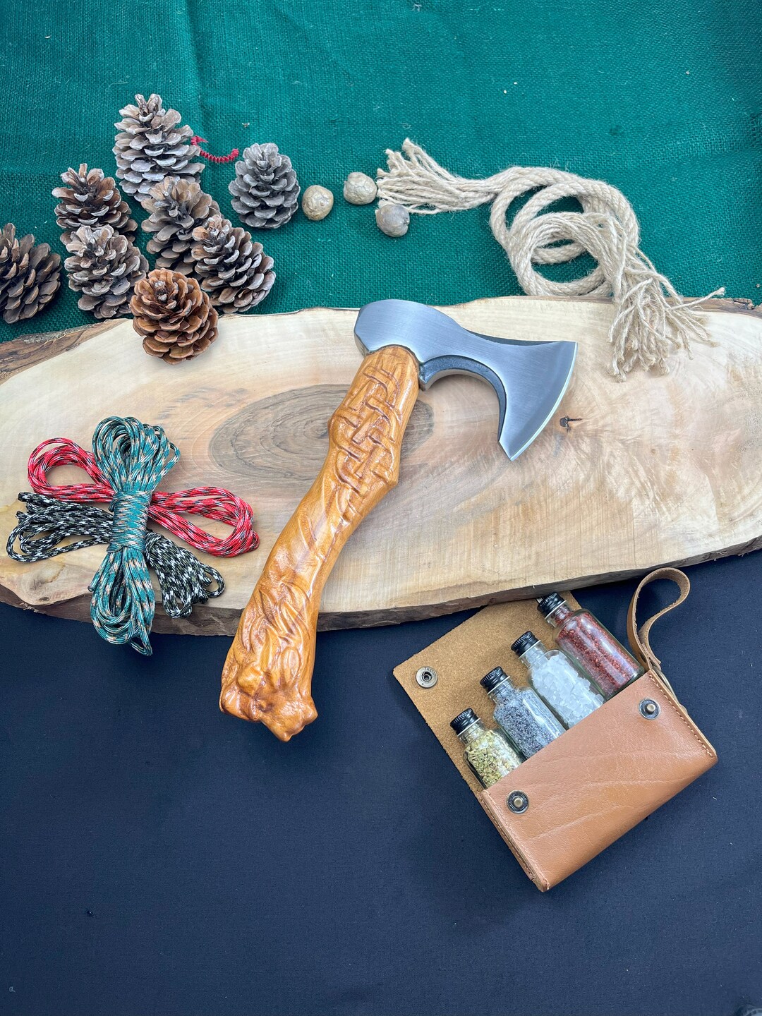 Hand Forged Lion Headed Axe, Camping Gear, Bushcraft Gear, Camping Axe ...