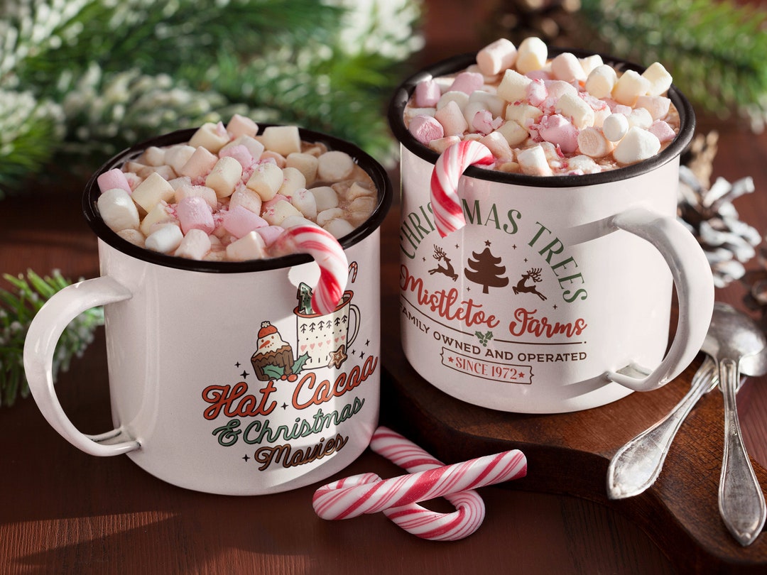 Hot Cocoa and Christmas Movies Enamel Camp Mug, Winter Mug, Holiday Mug ...
