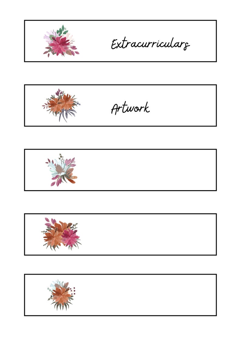 Keepsake Box File Folder Labels - Rustic Floral Theme - Etsy