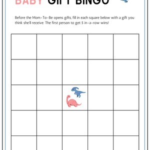 Baby Gift BINGO - Baby Shower Game (colorful Dinosaur Theme) - Etsy