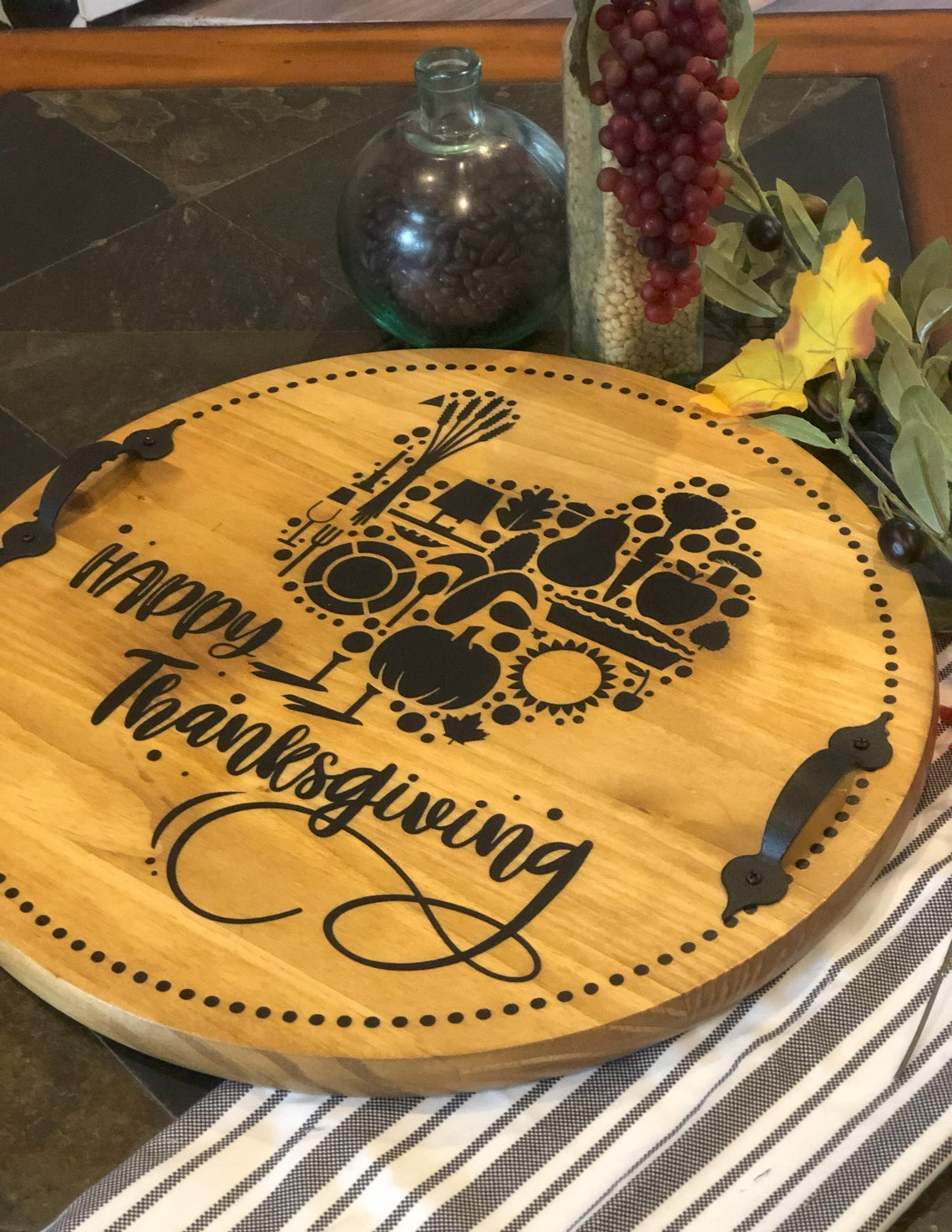 Thanksgiving Turkey Lazy Susan - Thanksgiving Tray - Etsy