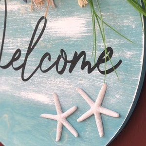 Welcome Coastal Beach Door Hanger Personalized Beach Front Door Decor ...