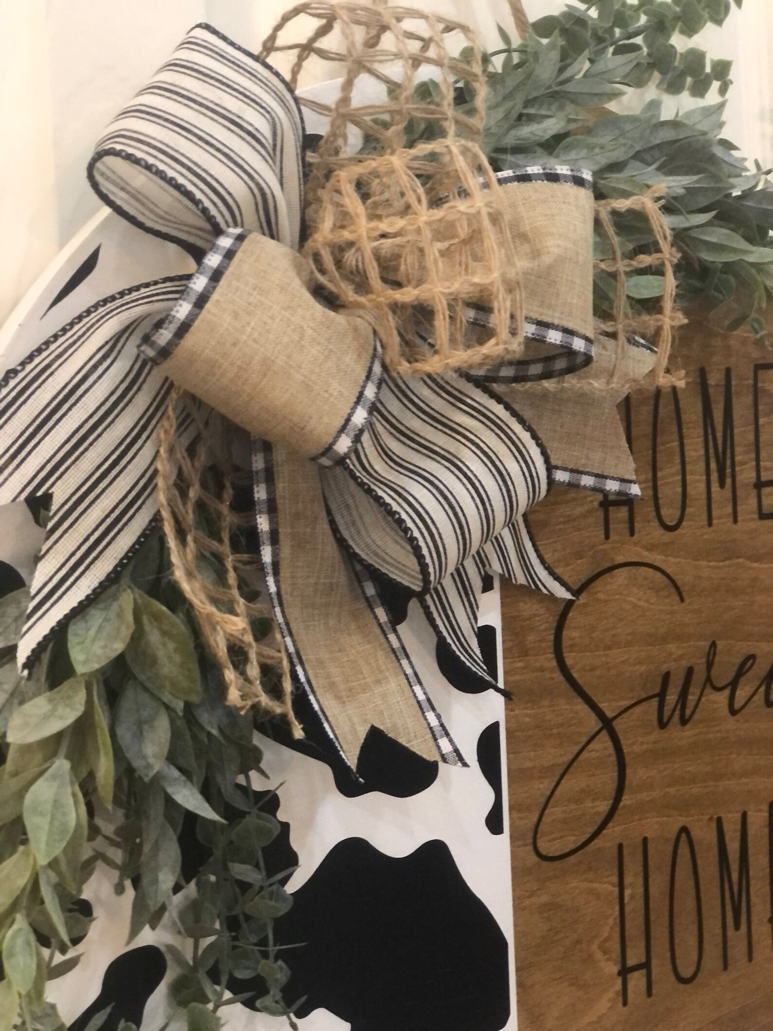 18 Cow Print Home Sweet Home Sign Front Door Hanger - Etsy