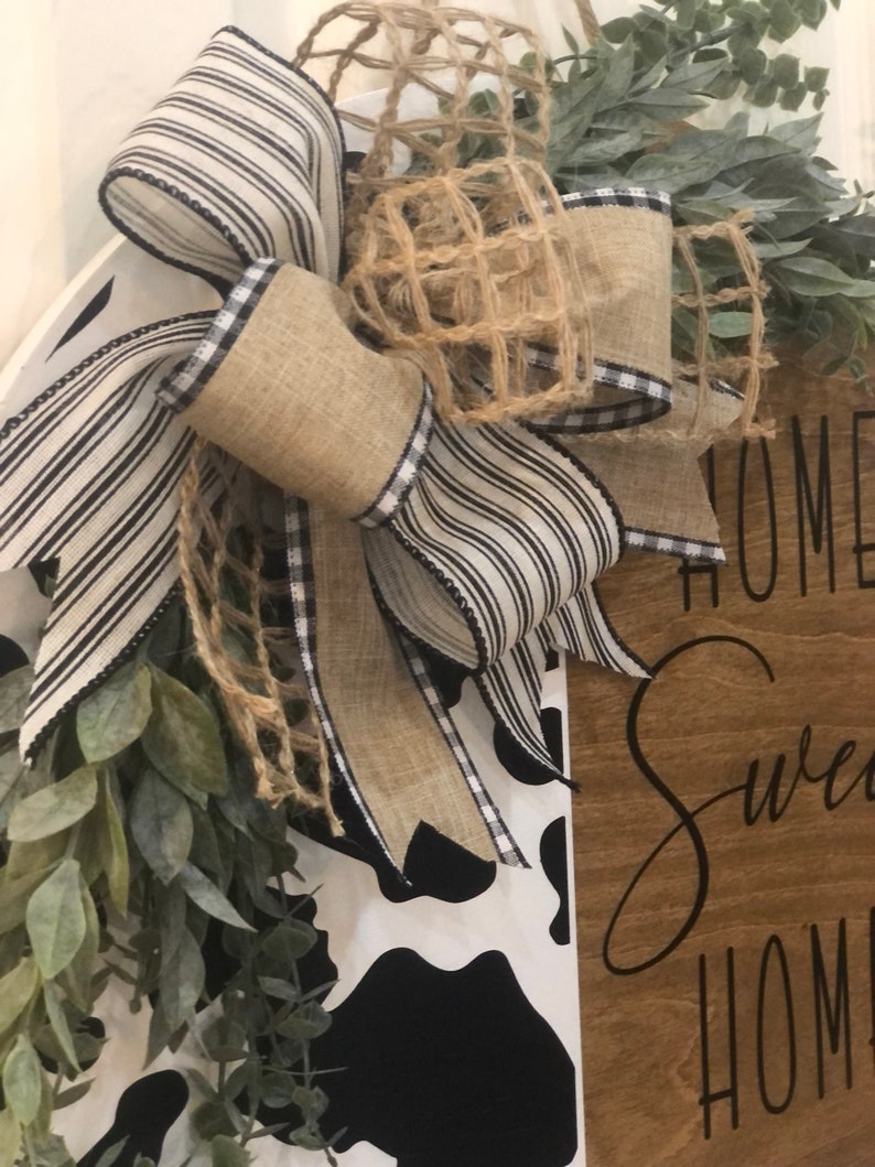 18 Cow Print Home Sweet Home Sign Front Door Hanger - Etsy