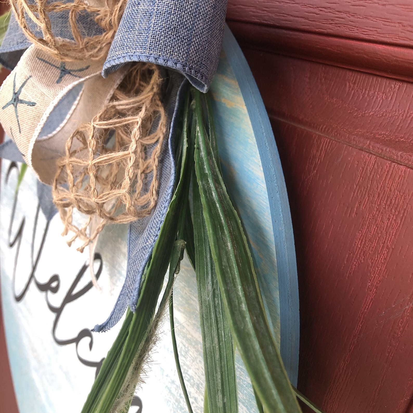 Welcome Coastal Beach Door Hanger Personalized Beach Front Door Decor ...