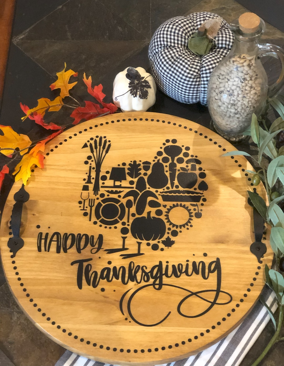 Thanksgiving Turkey Lazy Susan - Thanksgiving Tray - Etsy