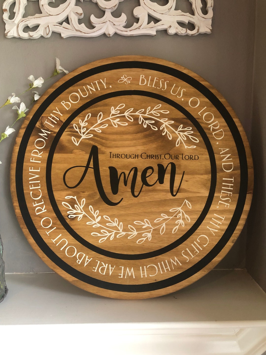 Farmhouse Prayer Lazy Susan: Rustic Table Blessing Decor - Etsy