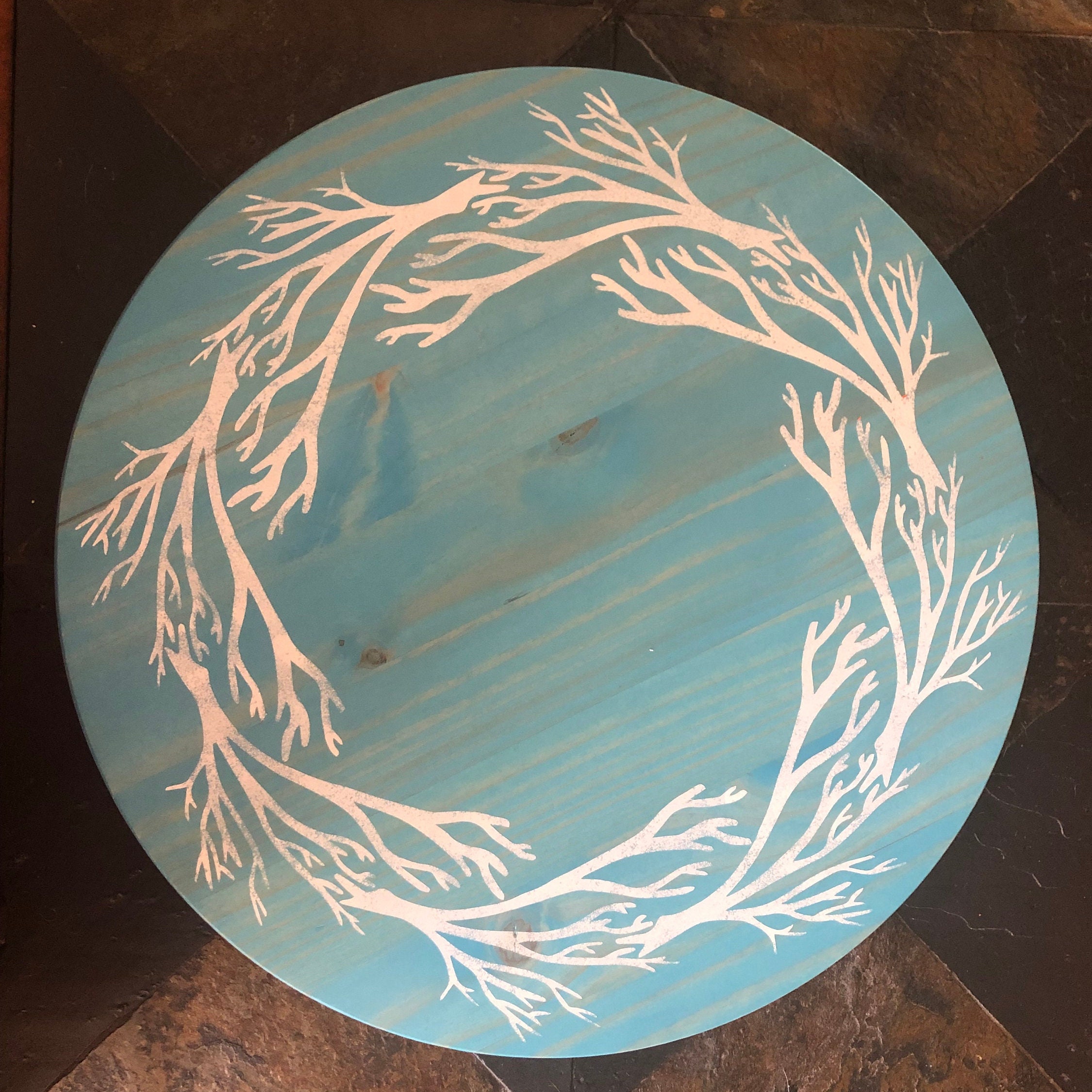 Coastal Beach Lazy Susan | Beach Decor Centerpiece Turntable | - Etsy