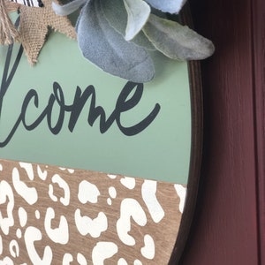 Welcome Leopard Print Wood Sign | Front Door Sign | Leopard Print Door ...