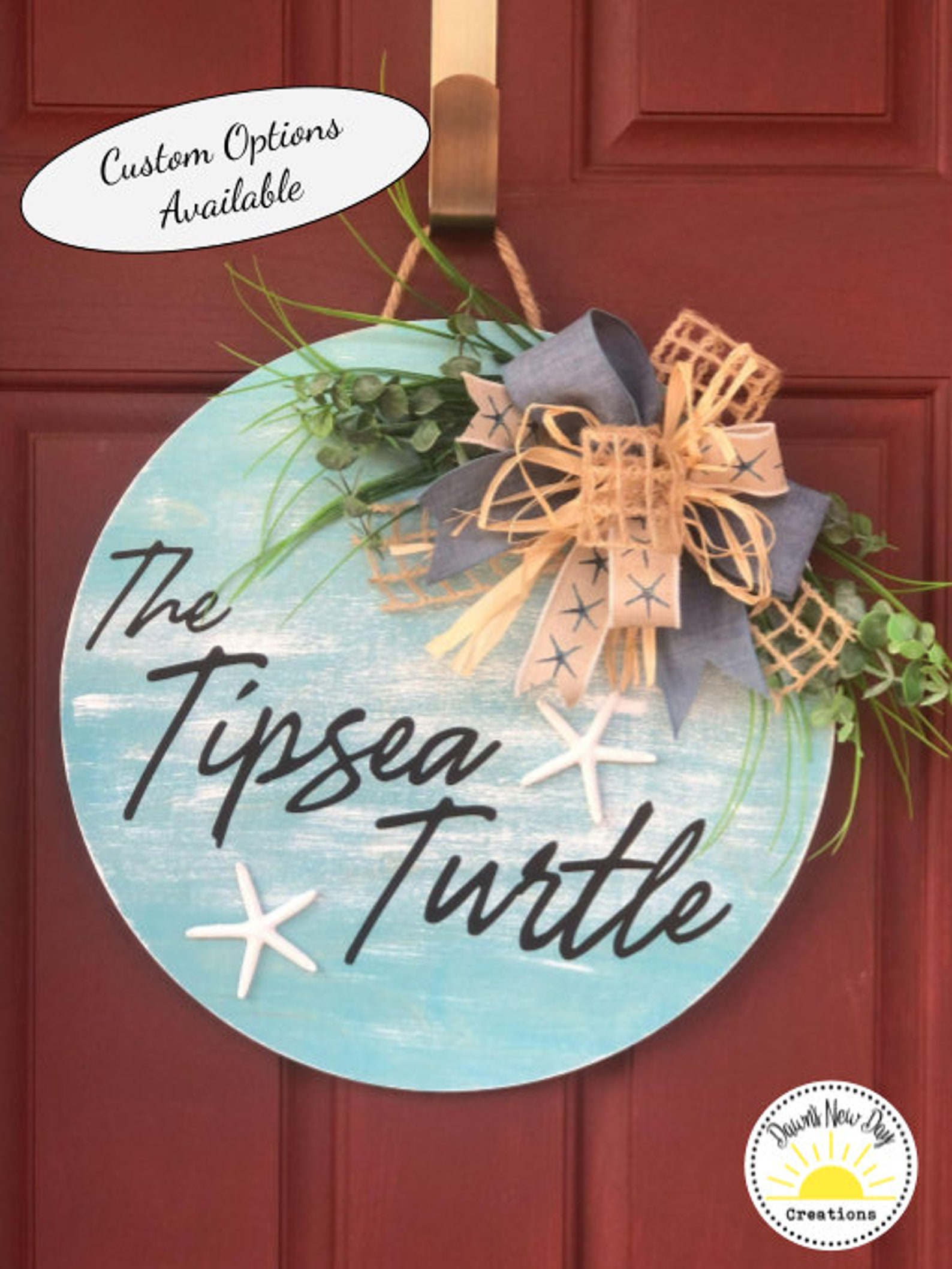 Welcome Coastal Beach Door Hanger Personalized Beach Front Door Decor ...