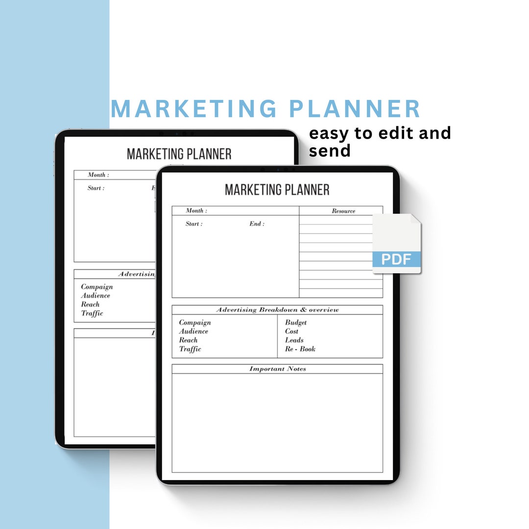 Printable Marketing Plan Template, Marketing Strategy, Marketing ...