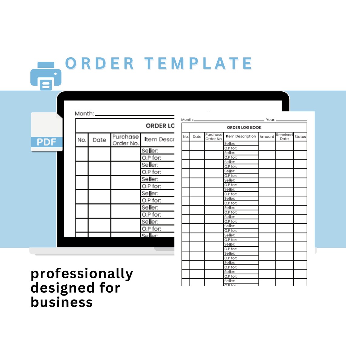 Order Log Book Digital Template, Printable Order Book, Order List ...